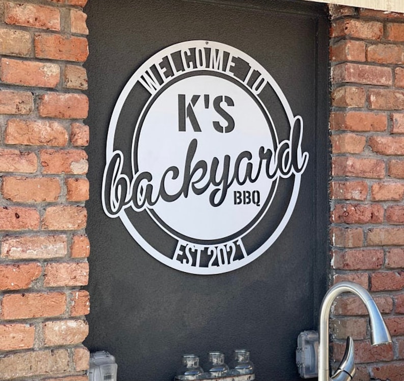 Personalized Backyard BBQ Metal Sign Custom Outdoor Kitchen | Etsy