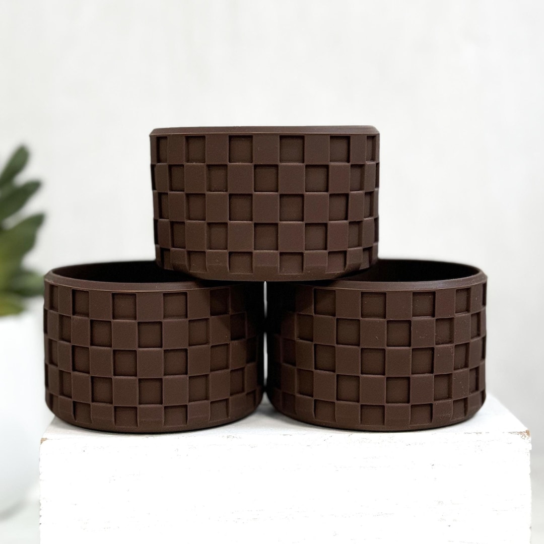 Espresso Brown Checkered Silicone Boot, Fall Refresh Silicone Cup Boot ...