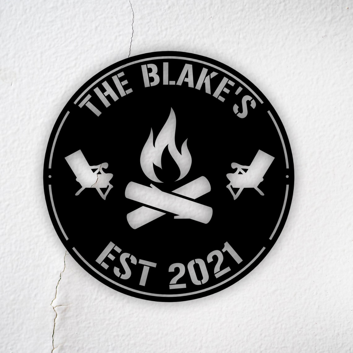 Personalized Campfire Family Name Sign, Metal Wall Decor, Welcome to ...