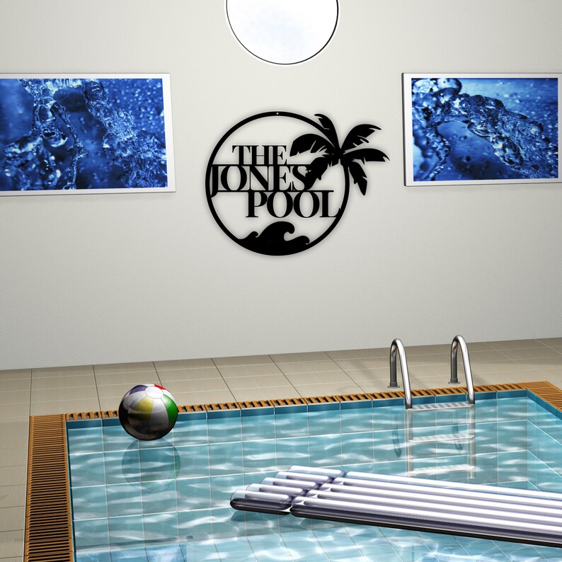 Personalized Family Pool Palm Tree Metal Sign,family Pool Sign ...