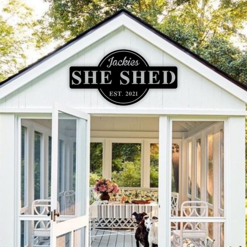 She Shed Personalized Metal Outdoor Sign Established Date | Etsy