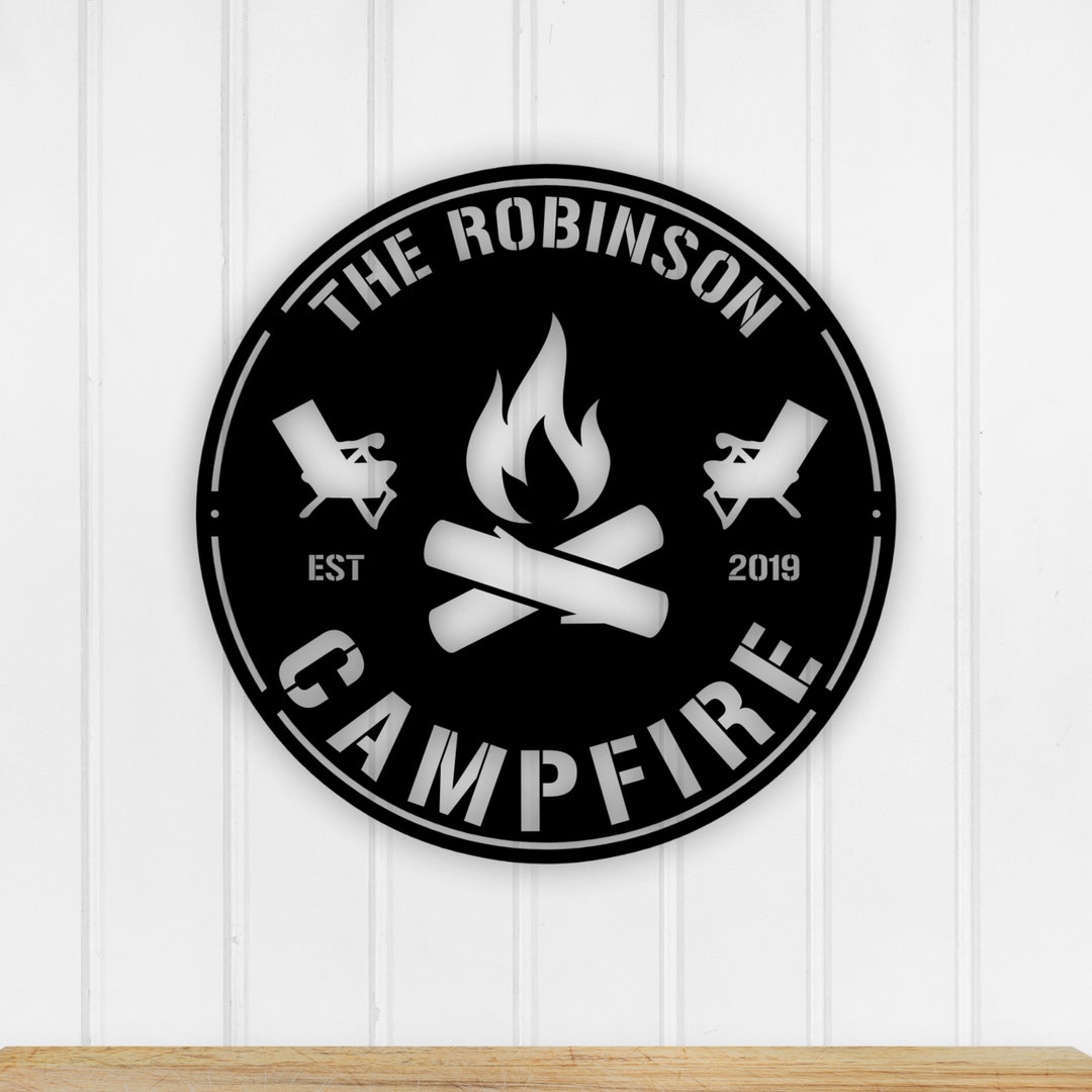 Personalized Campfire Family Name Sign, Metal Wall Decor, Welcome to ...