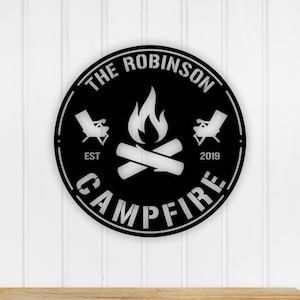 Personalized Campfire Family Name Sign, Metal Wall Decor, Welcome to ...