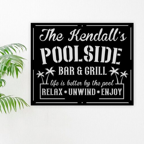 Personalized Family Pool Sign Swimming Pool Metal Sign Tiki - Etsy