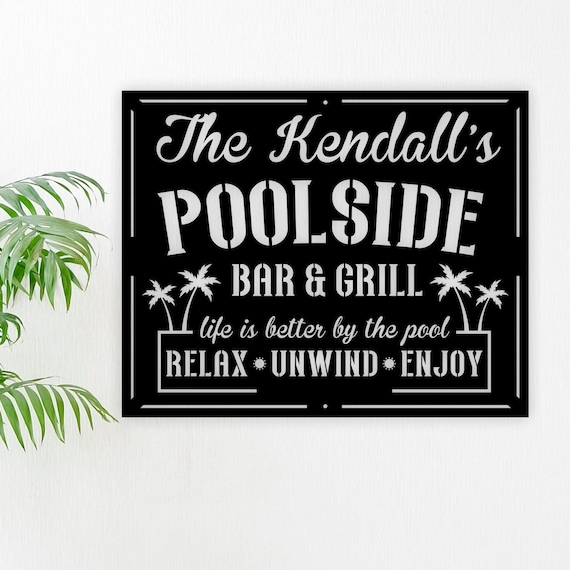 Personalized Family Pool Sign Swimming Pool Metal Sign Tiki - Etsy