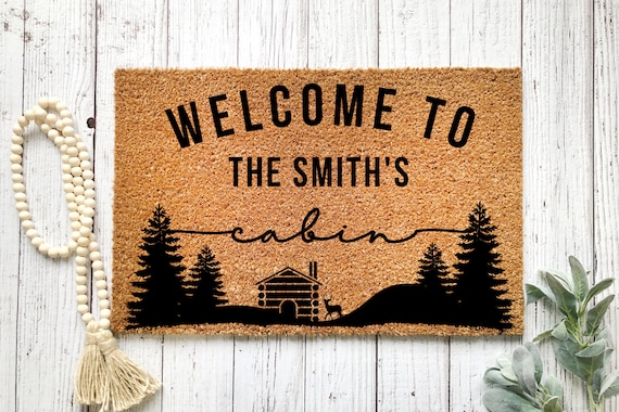Welcome to the Cabin Welcome Mat Cabin Front Doormat Cabin - Etsy
