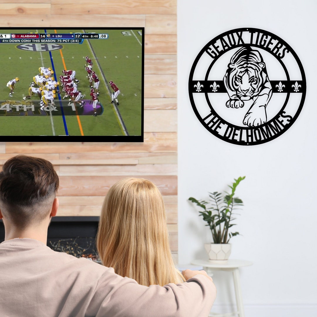 Geaux Tigers Metal Sign, Sign With Tiger, College Football Sign, Metal ...