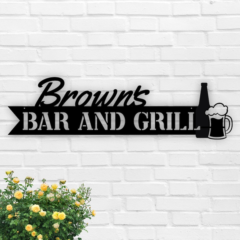 Custom Bar Sign | Home Bar Sign | Man Cave Sign | Bar and Grill Sign ...