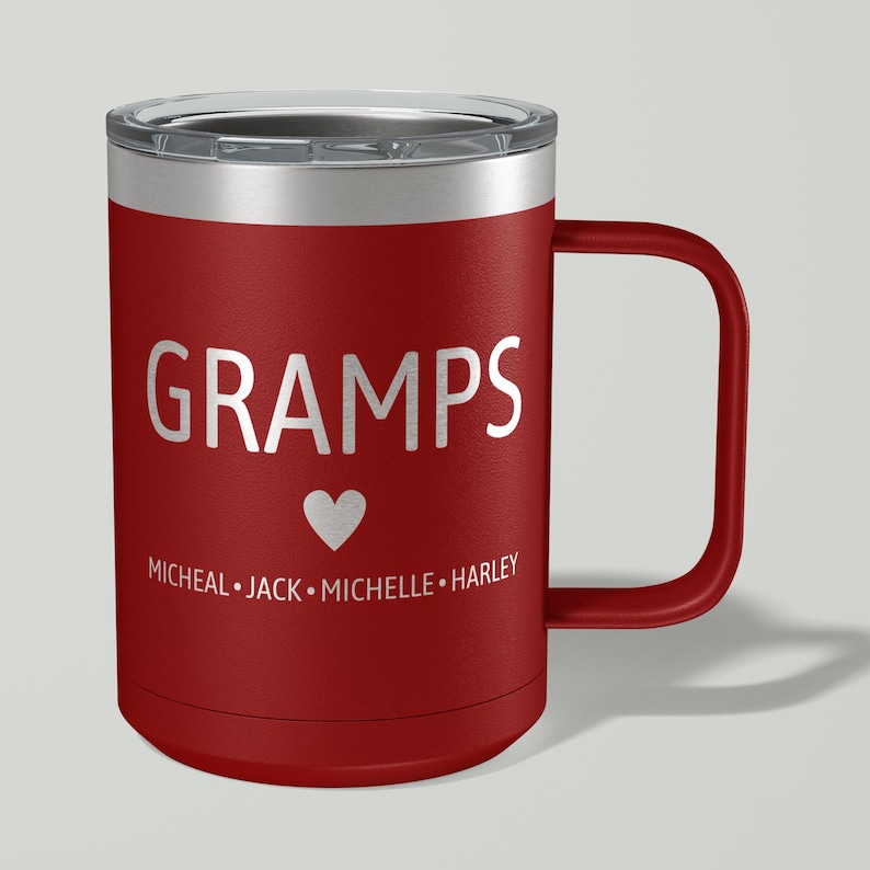 Personalized Grandpa Travel Mug: Engraved Grandkids Names, Stainless ...