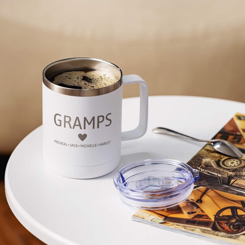 Personalized Grandpa Travel Mug: Engraved Grandkids Names, Stainless ...