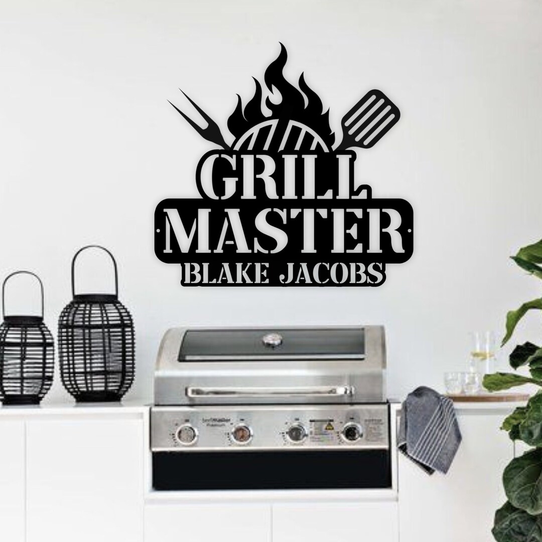 Personalized Grill Master Metal Sign, Gift for Grandpa, Custom Grill ...