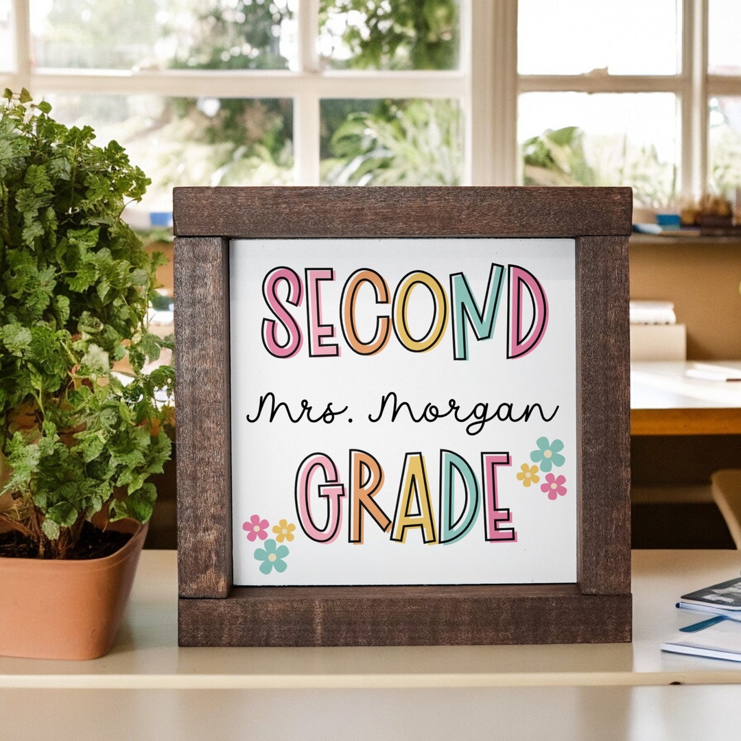 Teacher Personalized Grade Sign, Wood Framed Sign, Classroom Decor ...