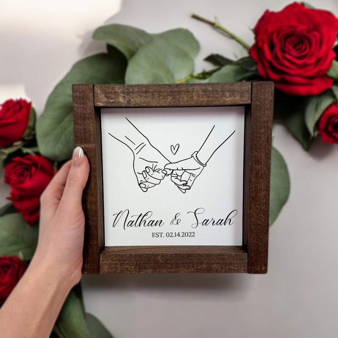 Valentine's Day Gift, Pinky Promise Sign, Framed Wood Sign, Small Sign ...