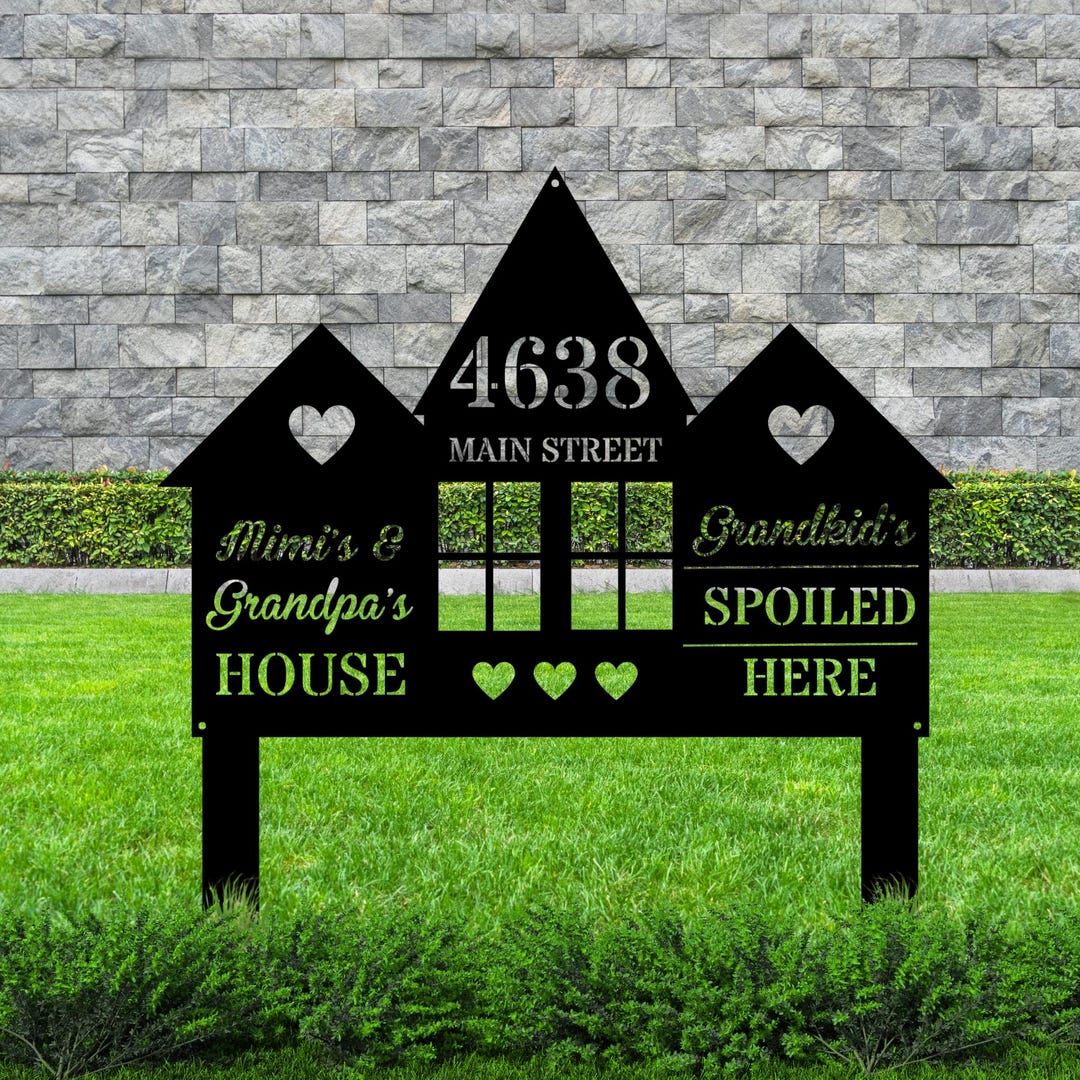 Custom Yard Sign Stake, Personalized Grandparent's Address Sign, Unique ...