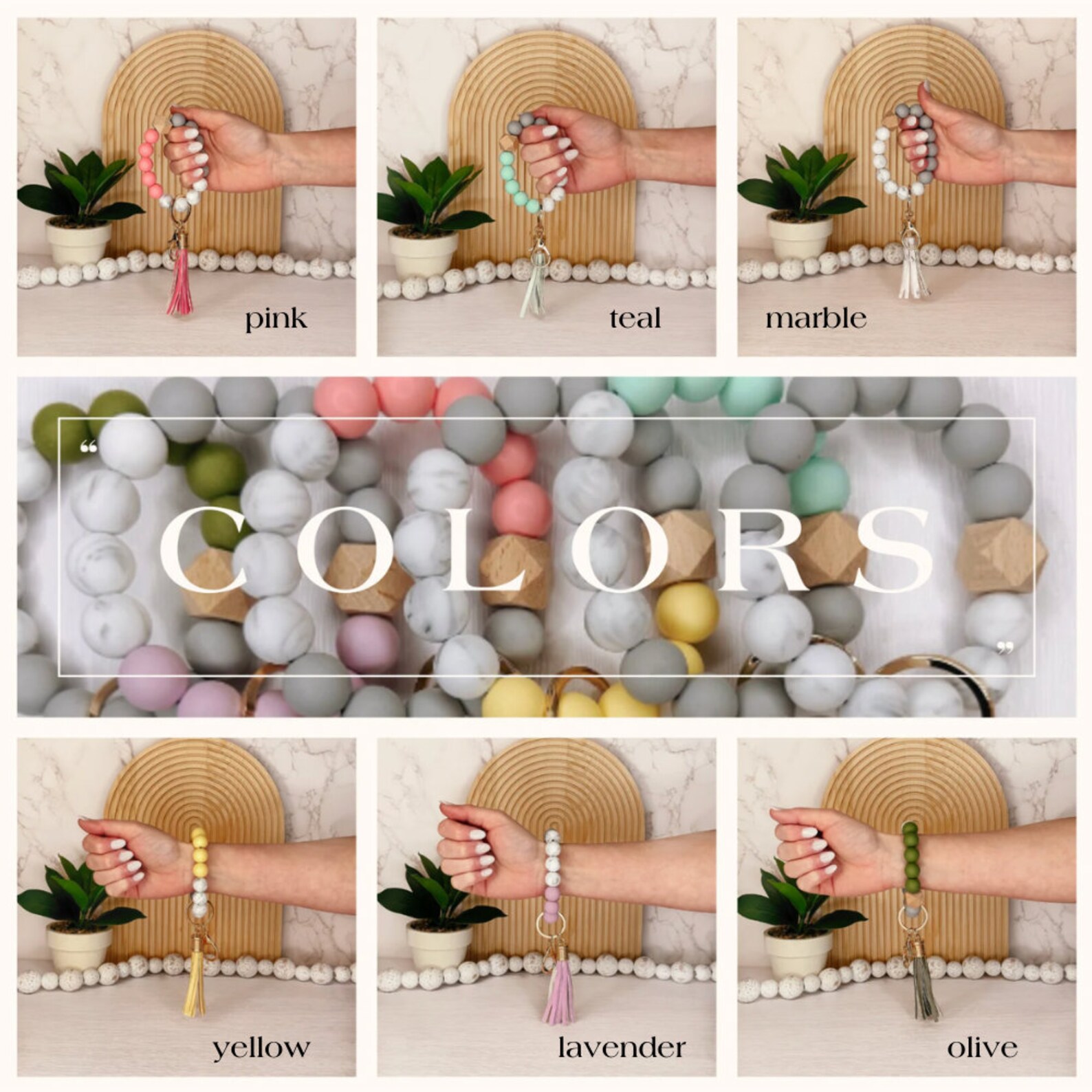 Personalized Silicone Beaded Wristlet, Bangle Key Ring, Teacher ...