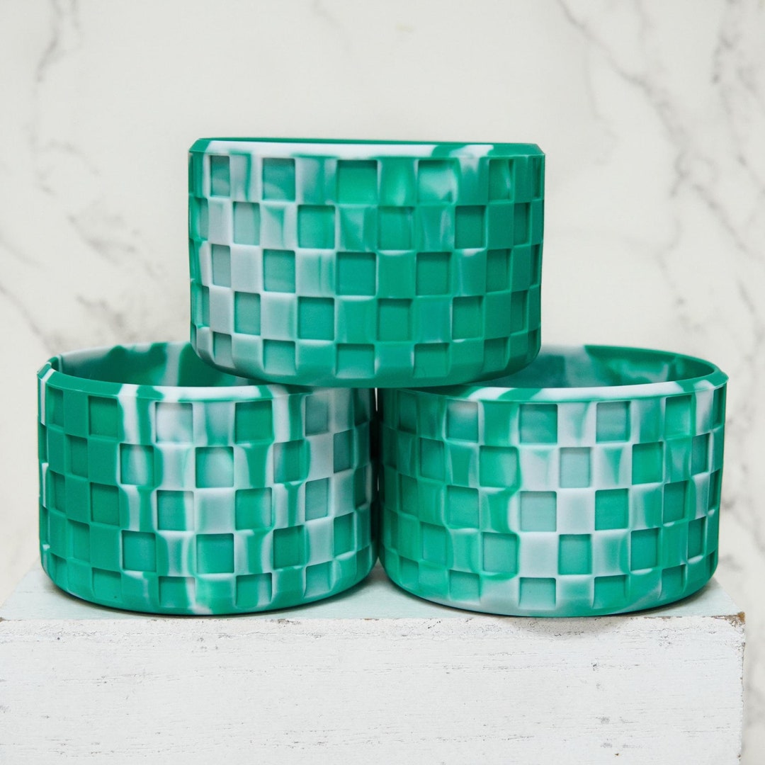 Gumdrop Green Checkered Silicone Boot, White and Teal Silicone Cup Boot ...