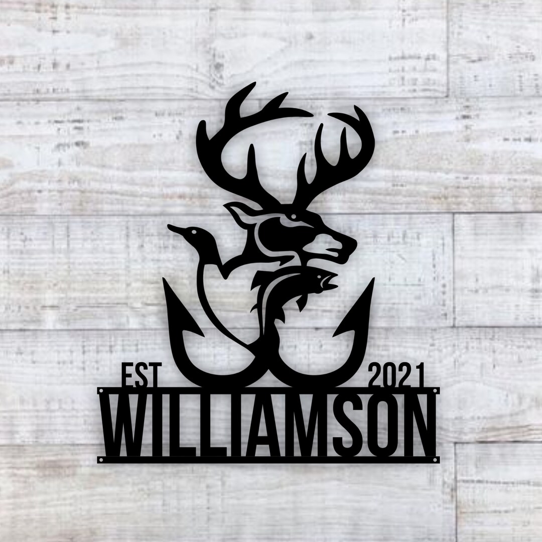 Deer Name Sign, Fish Name Sign, Metal Deer Duck and Fish Sign ...
