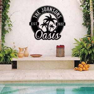 Personalized Family Pool Sign, Swimming Pool Metal Sign, Oasis Sign ...