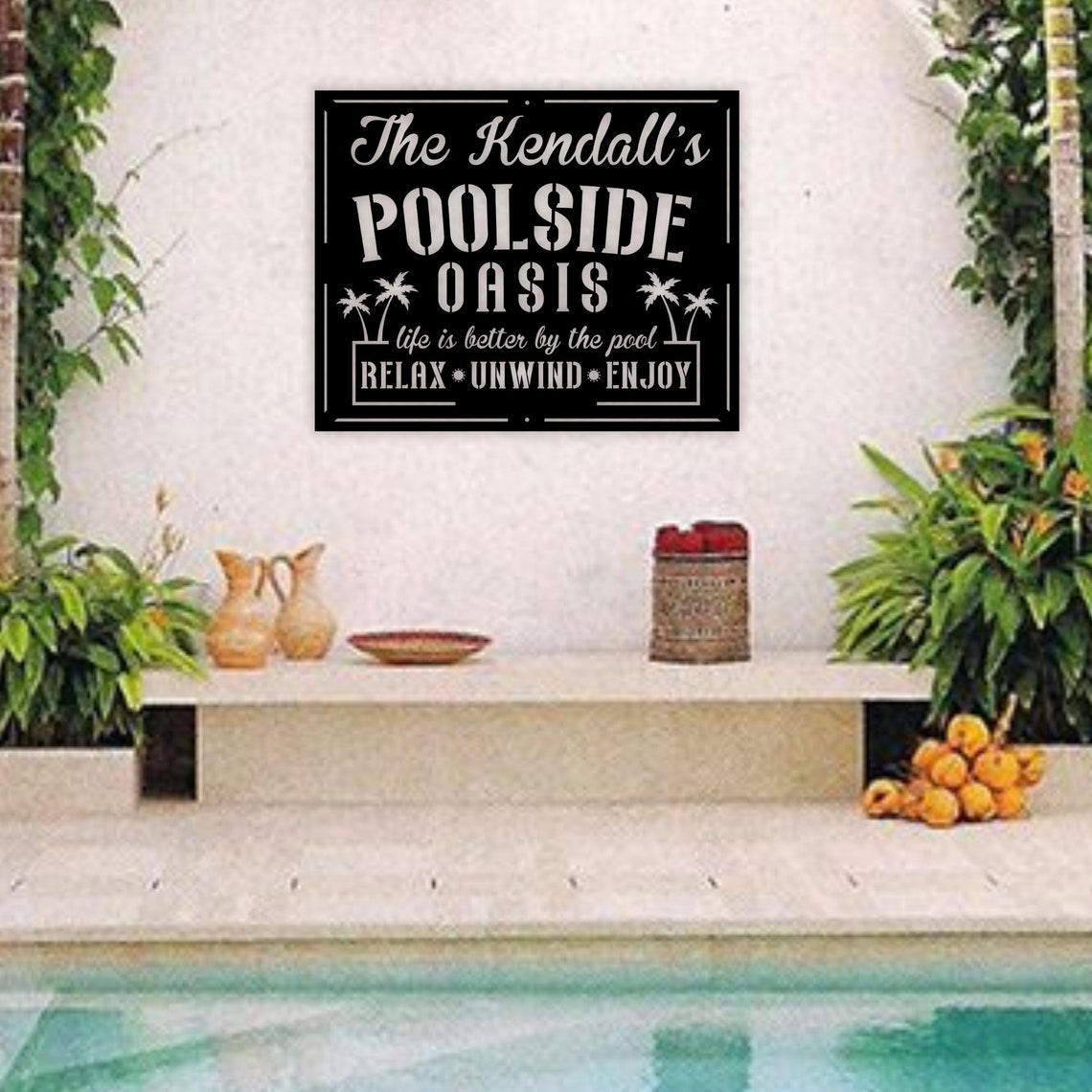 Personalized Family Pool Sign Swimming Pool Metal Sign Tiki - Etsy