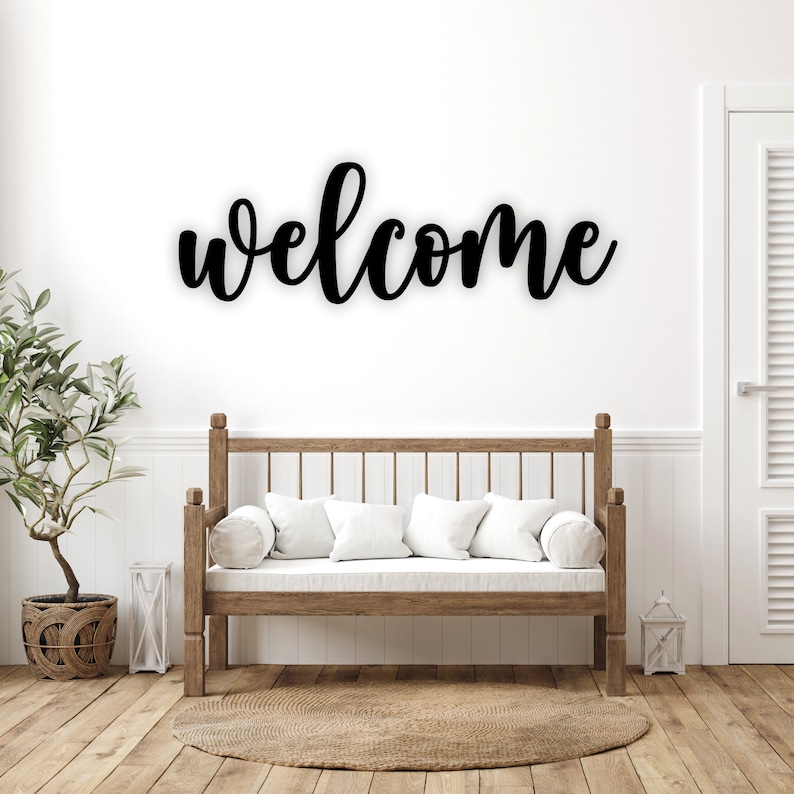 Metal Welcome Sign: Laser Cut Steel, Indoor Outdoor Decor - Etsy Finland