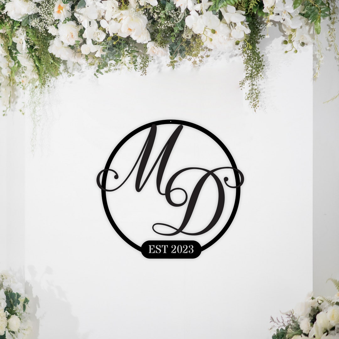 Custom Monogram Metal Sign, Anniversary Gift, Valentines Day Gift ...