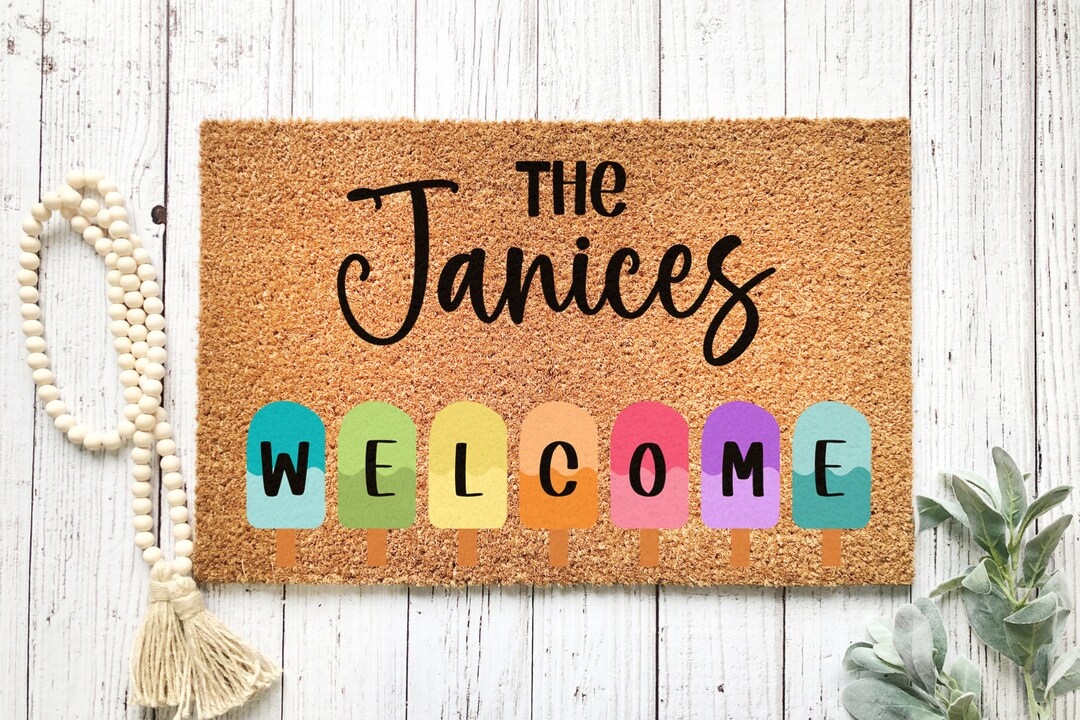 Personalized Welcome Popsicle Doormat, Summer Decor, Summer Porch Decor ...