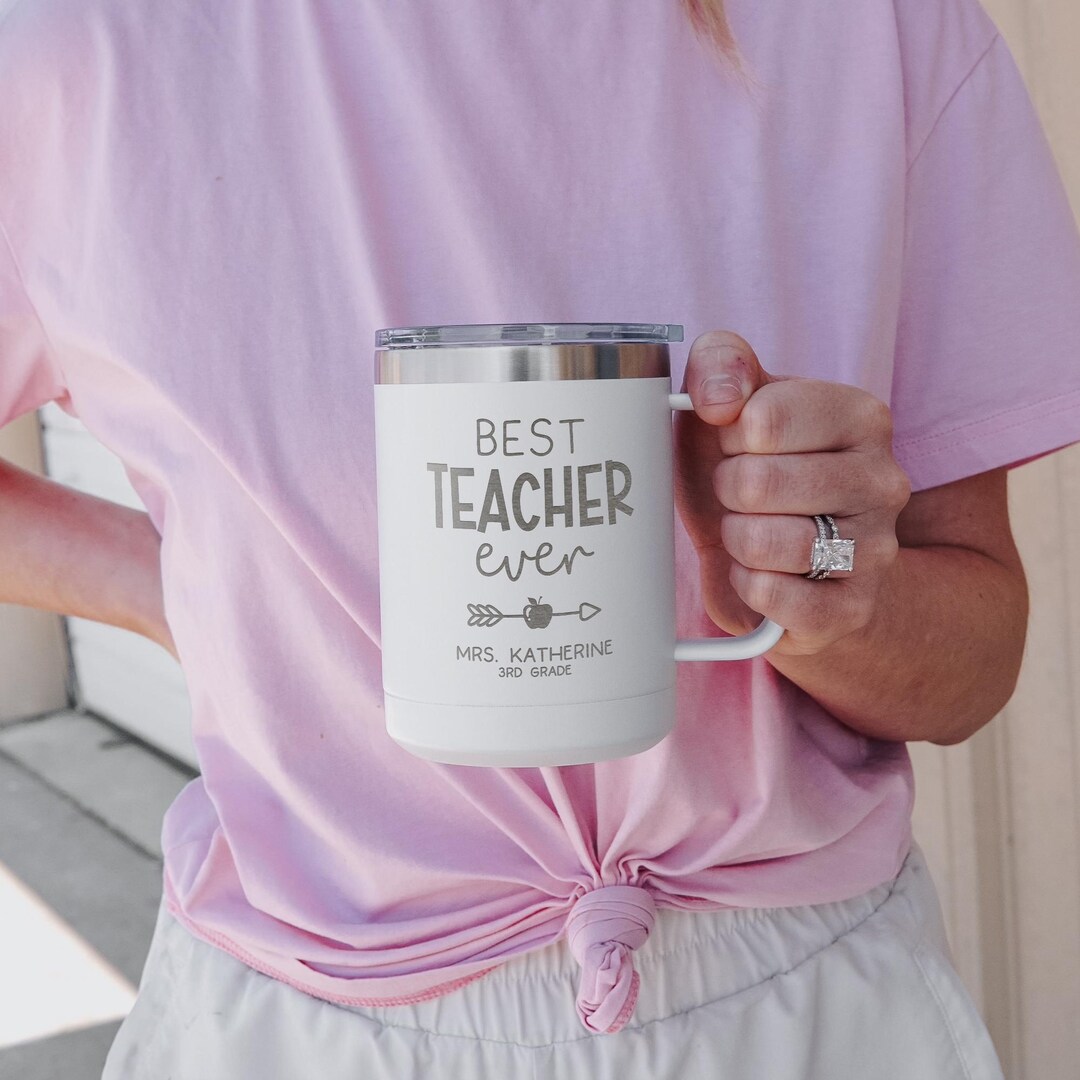 Personalized Teacher Coffee Mug: Engraved Stainless Steel 15oz Tumbler ...
