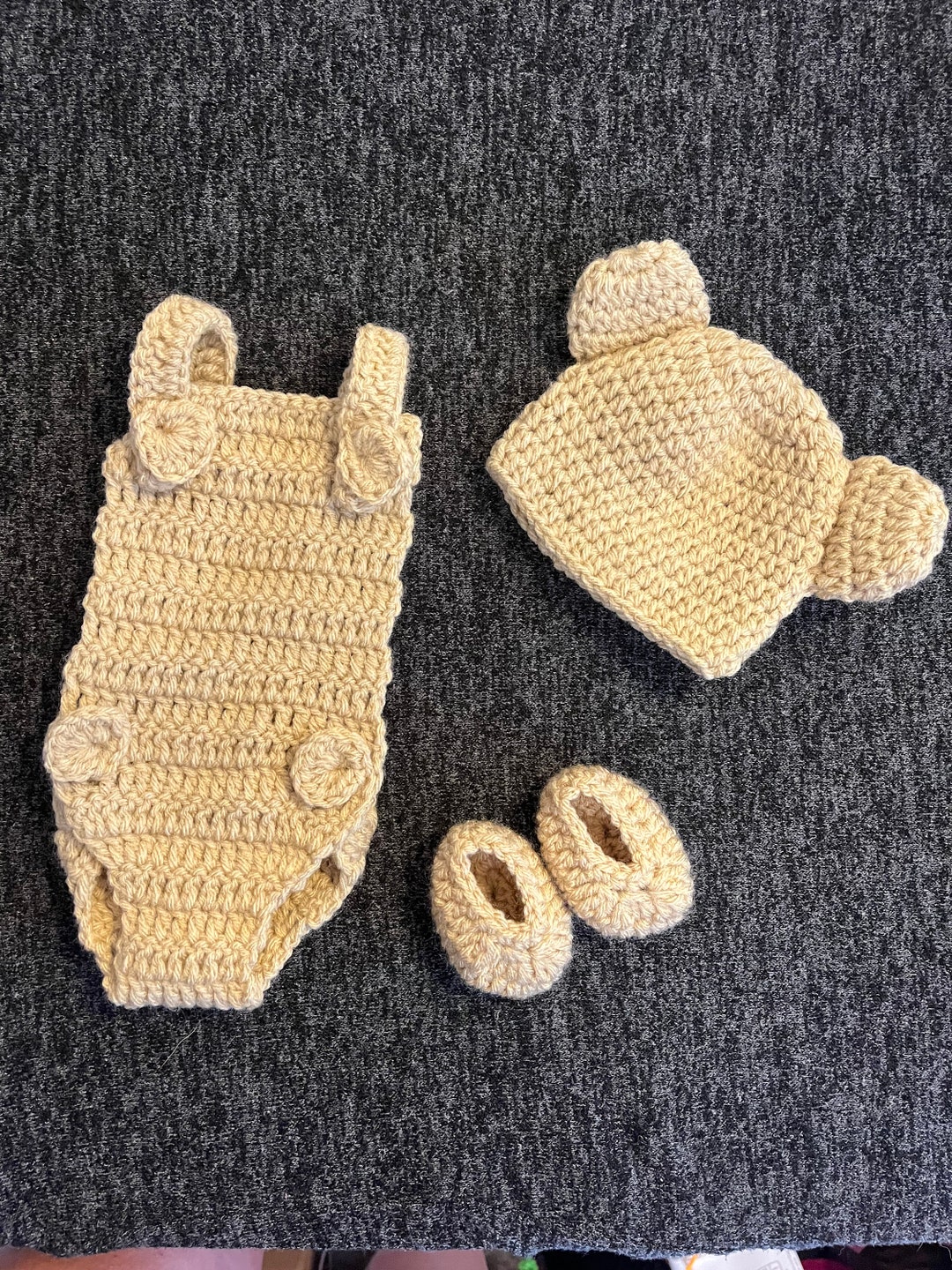 NICU Teddy Bear Micro Preemie Outfit With Overalls, Fits 2, 3, or 4 ...