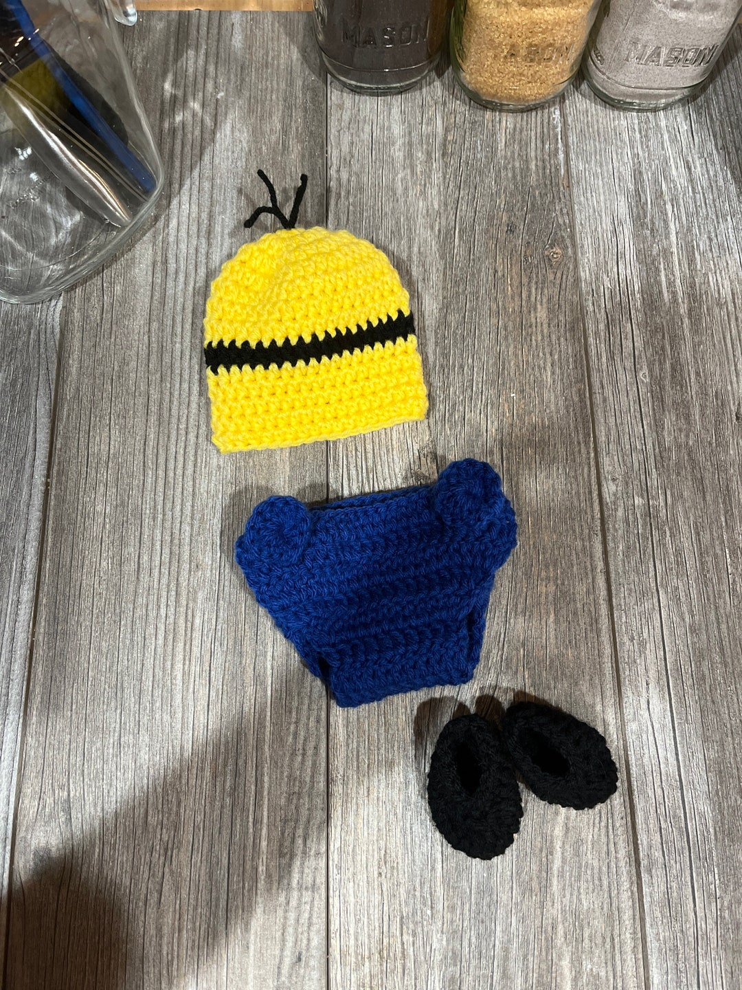 NICU Tiny Minion Costume, Hat, Diaper Cover and Little Black Booties ...