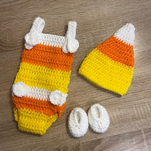 NICU Micro Preemie Candy Corn Outfit With Overalls, Fits 2, 3, or 4 ...