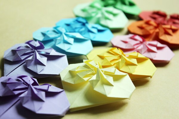 Symbol of LOVE Origami 3D Paper Hearts Handmade Paper Goods Set of 100 ...