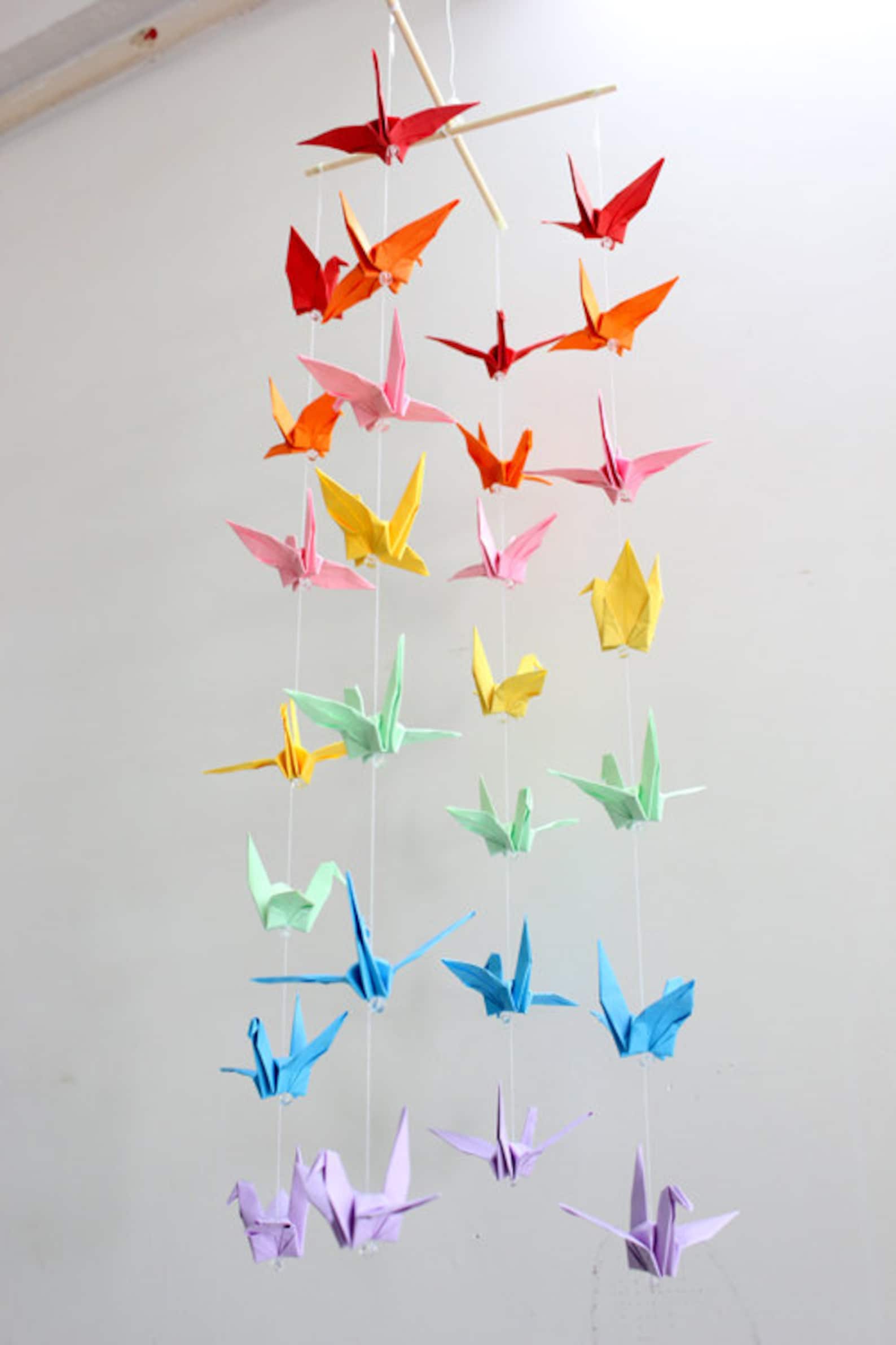 Baby Crib Mobile Origami Paper Crane Amazing Colorful Rainbow Cranes ...