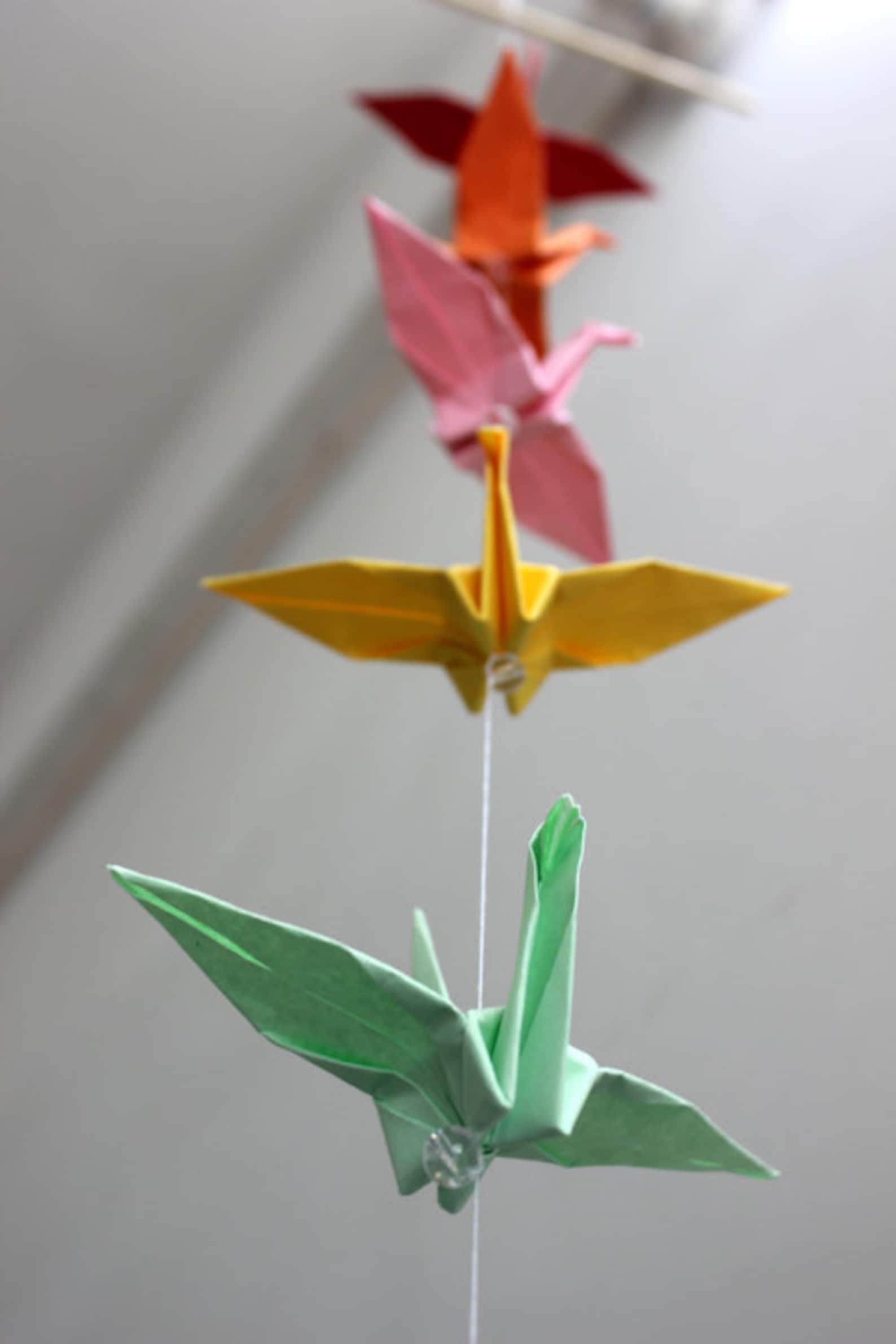 Baby Crib Mobile Origami Paper Crane Colorful Rainbow Cranes for Room ...