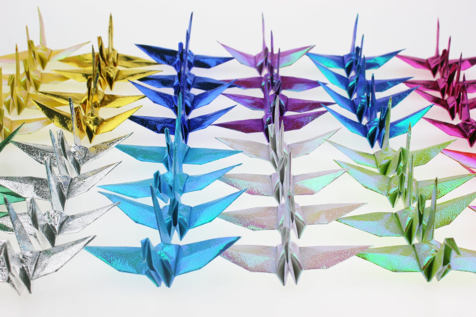 1000 Origami Cranes Foil Rainbow Multi Color Metallic Japanese Paper ...