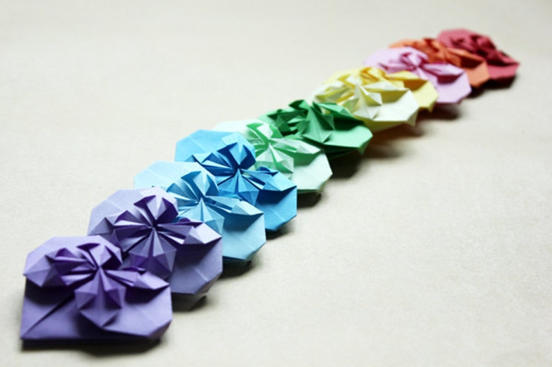 Symbol of LOVE Origami 3D Paper Hearts Handmade Paper Goods Set of 100 ...