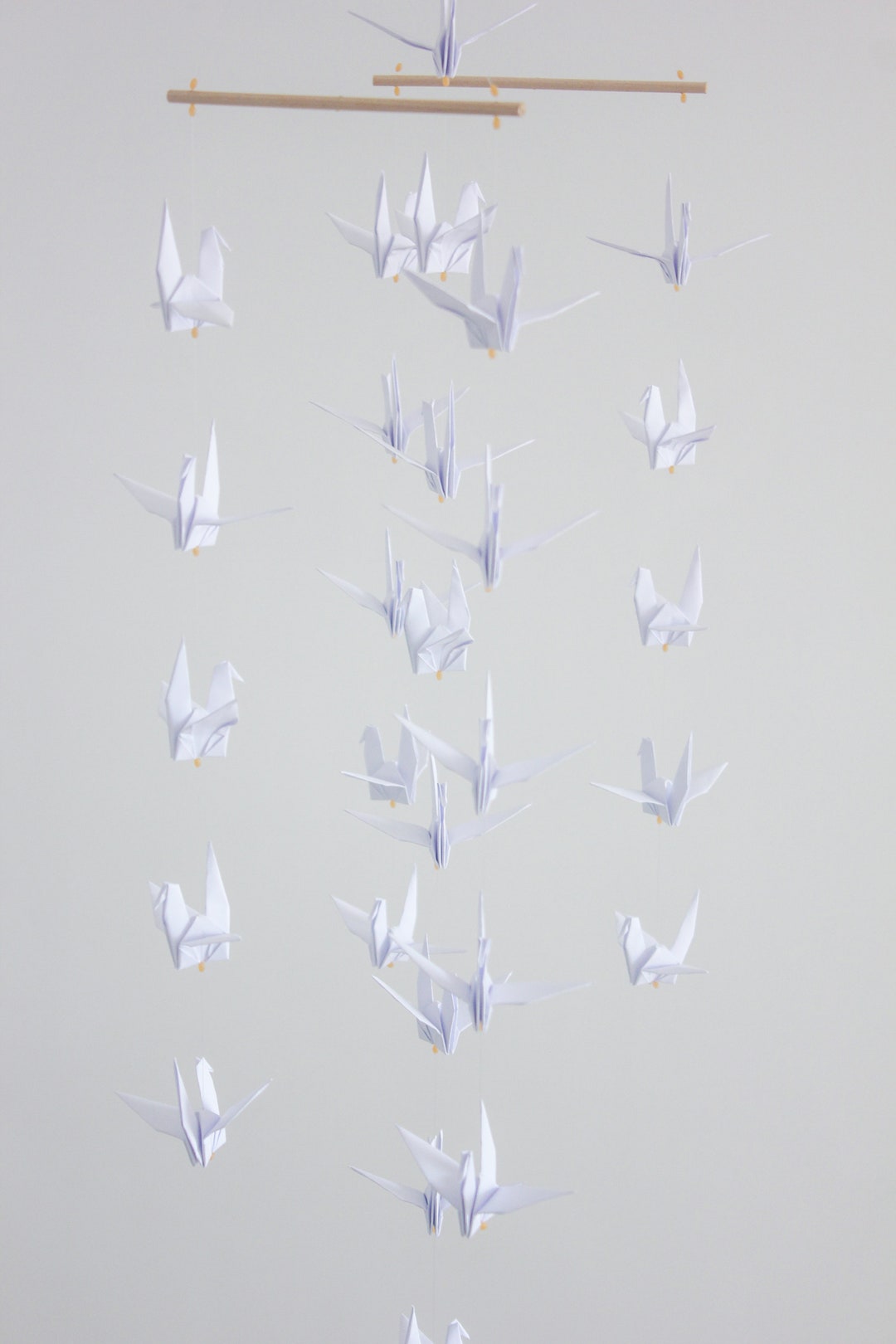 Baby Crib Cranes Mobile Origami Paper Crane All White Bird - Etsy