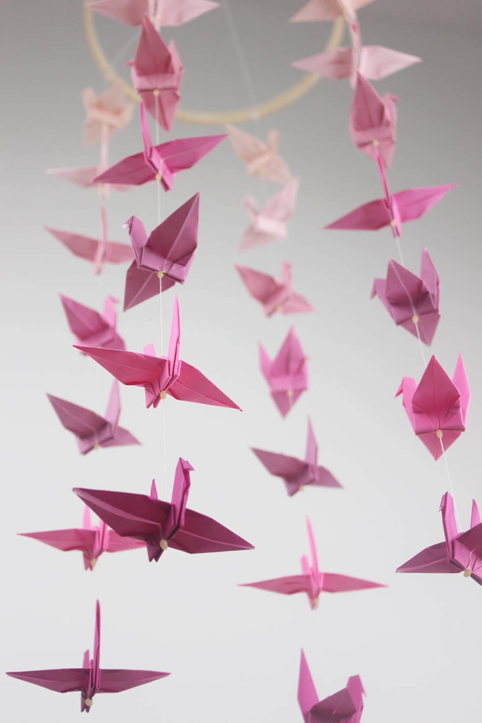 Baby Crib Mobile Origami Paper Crane Shades Color Cot Cranes Mobiles ...