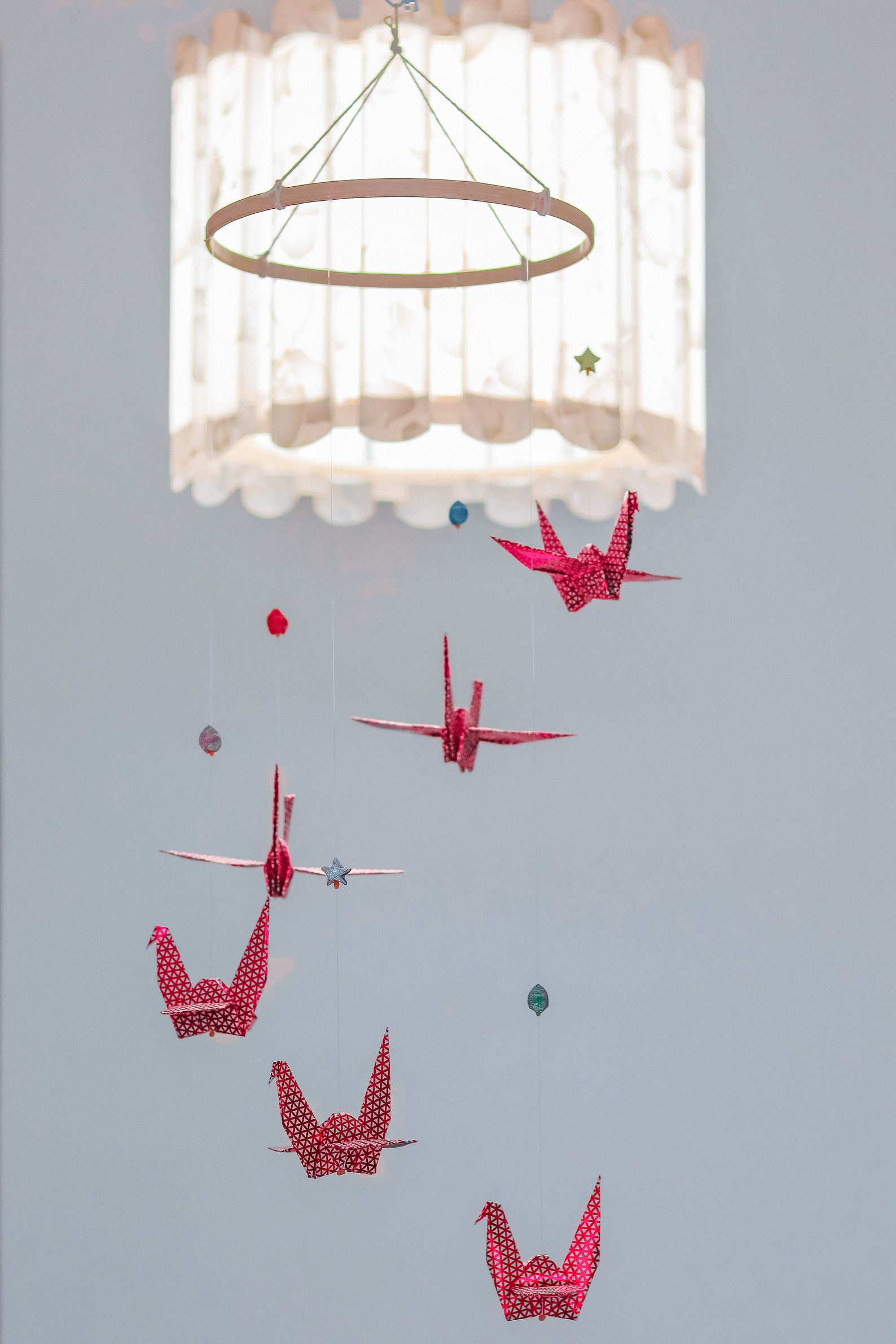 Hanging Baby Origami Paper Cranes String Children Spiral Bird Garlands ...