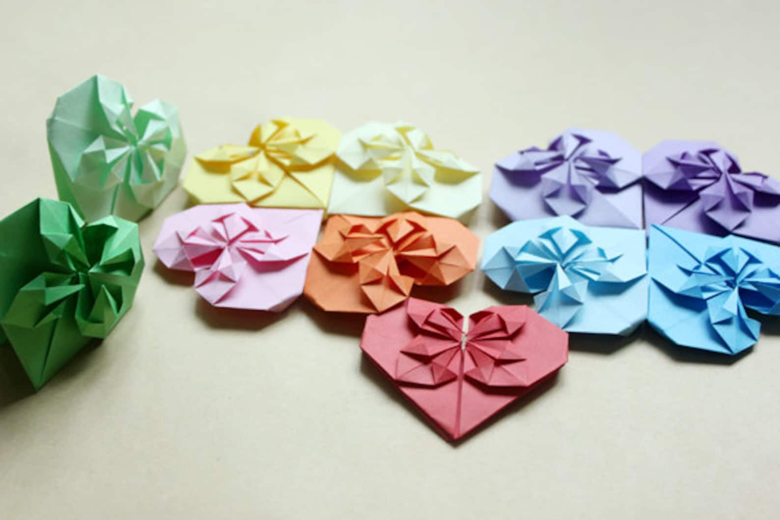 Symbol of LOVE Origami 3D Paper Hearts Handmade Paper Goods Set of 100 ...