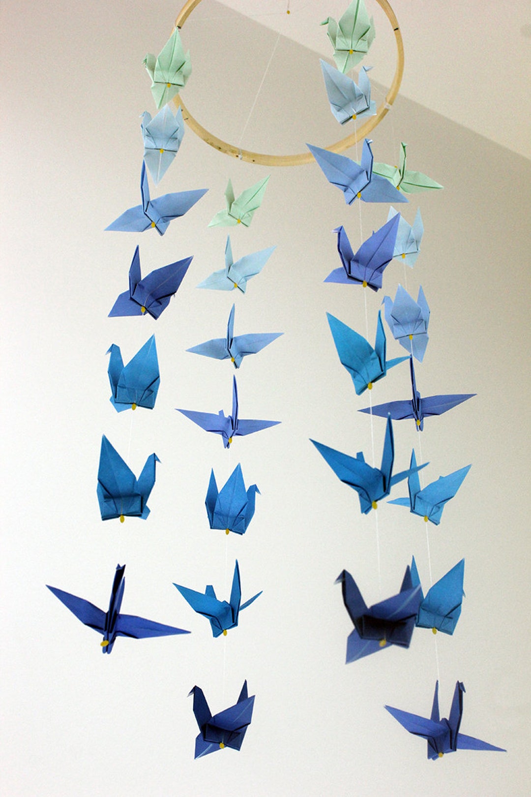 Baby Crib Mobile Origami Paper Crane Shades Color Cot Cranes Mobiles ...