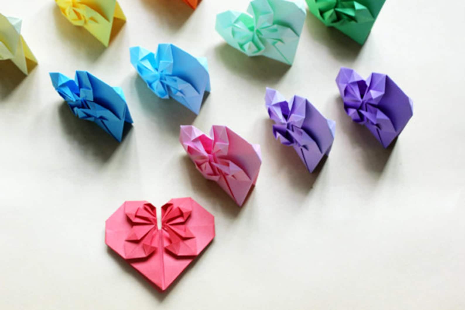 Valentine Symbol of LOVE Origami 3D Paper Hearts Handmade | Etsy