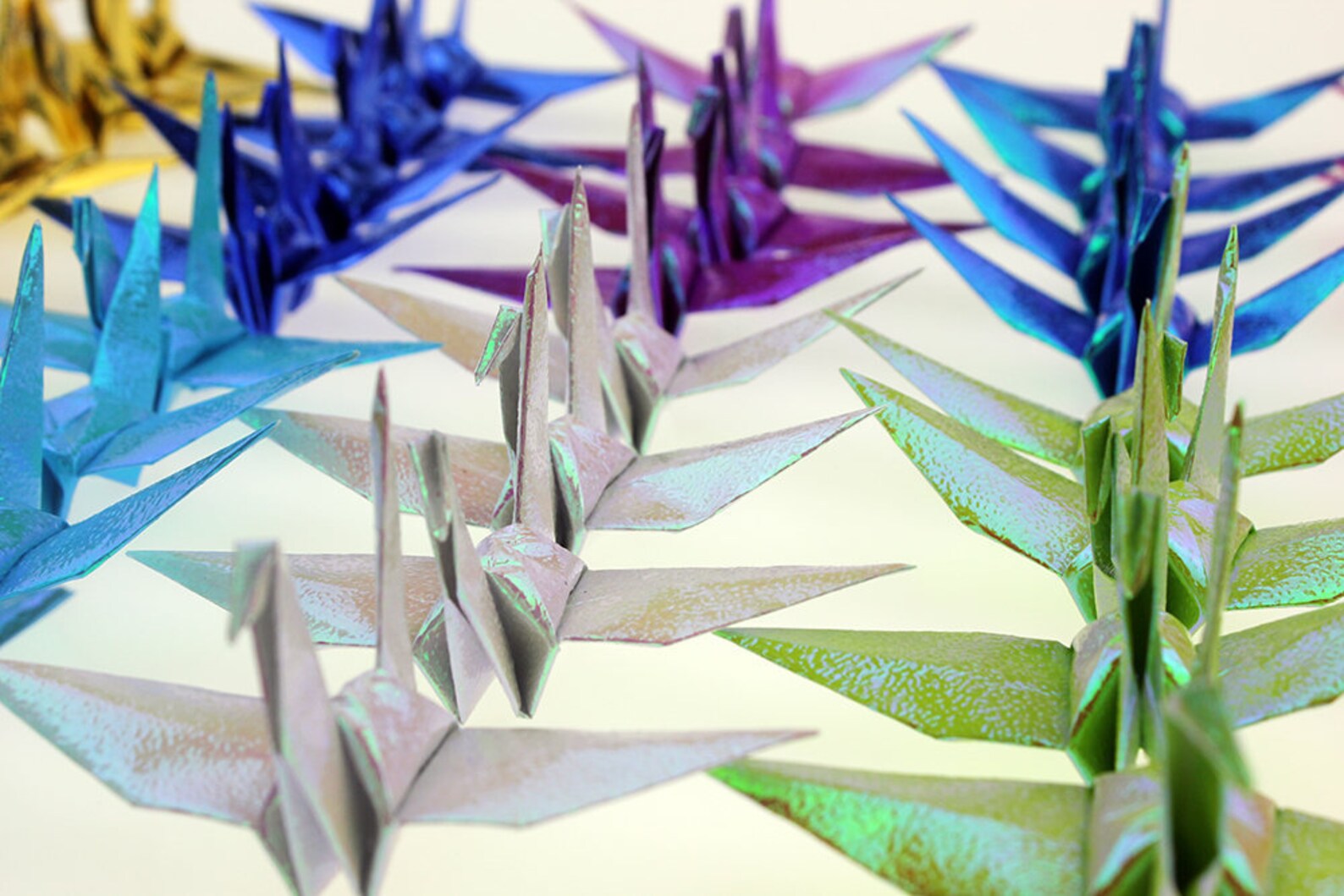 1000 Origami Cranes Foil Rainbow Multi Color Metallic Japanese Paper ...