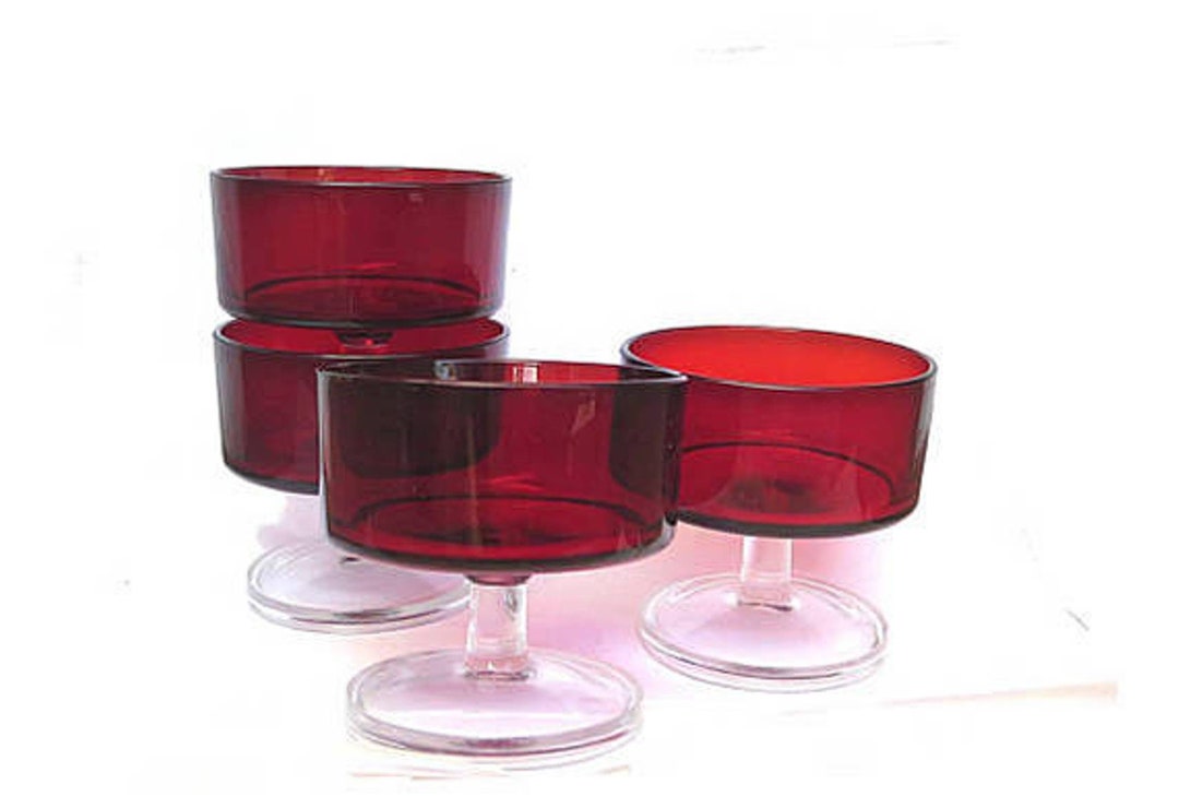 LUMINARC French Vintage Ruby Red Dessert Ice Cream Cups - Etsy