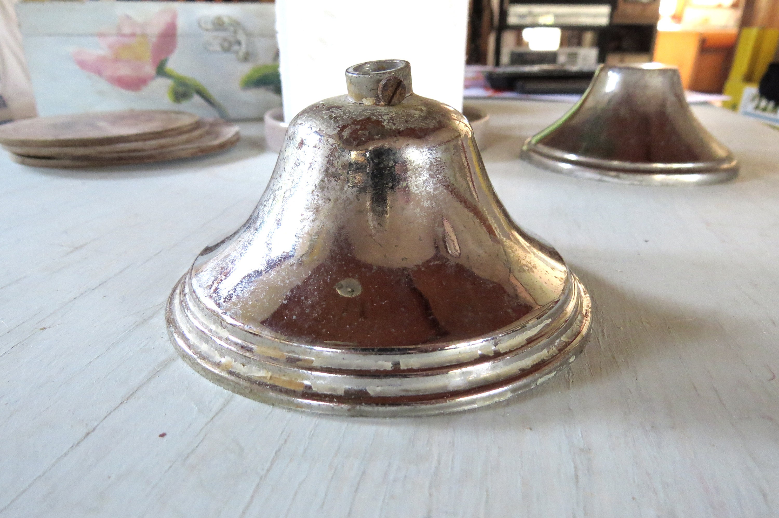 Vintage Large Gold Painted Brass Bell Shaped Canopies. Ceiling Canopies ...