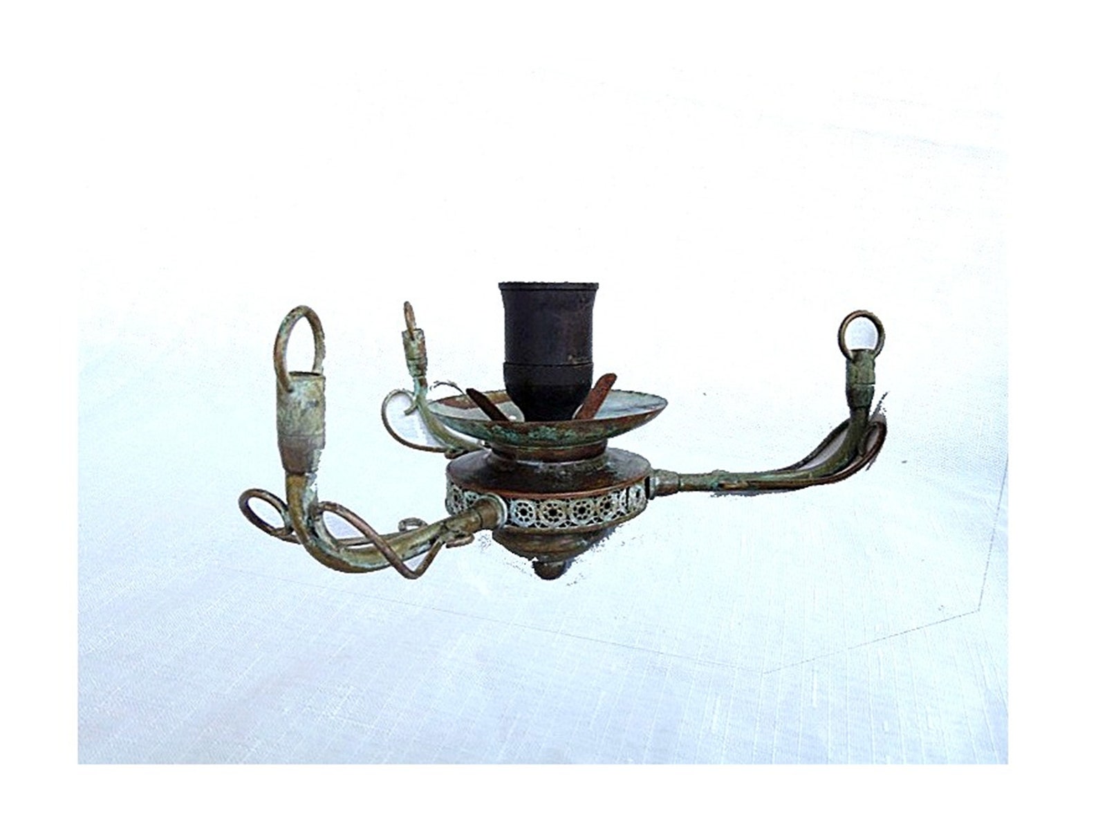 Copper Delicate Ornate 3 Branch Filigree Lamp. Vintage Pendant - Etsy