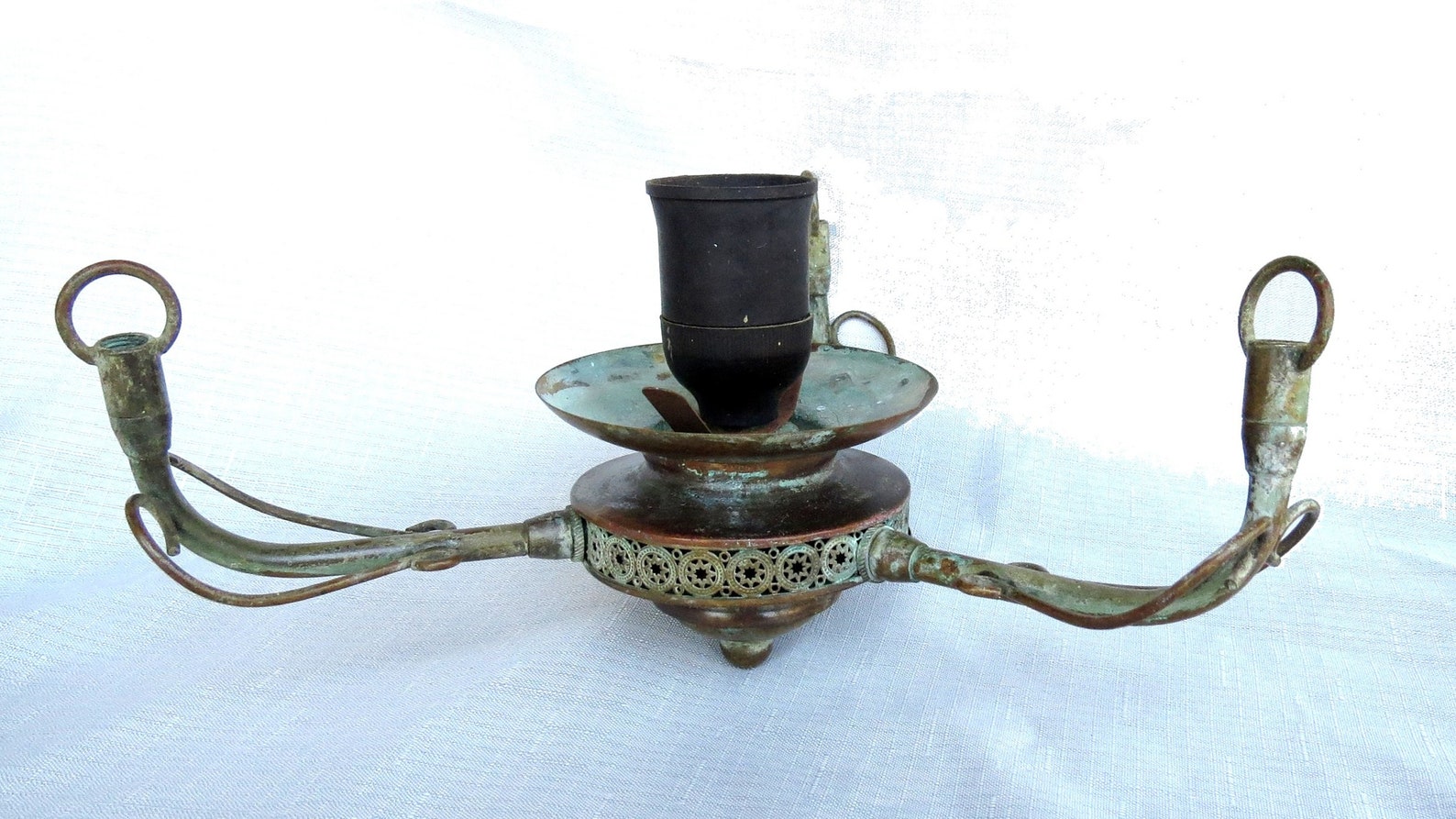 Copper Delicate Ornate 3 Branch Filigree Lamp. Vintage Pendant - Etsy