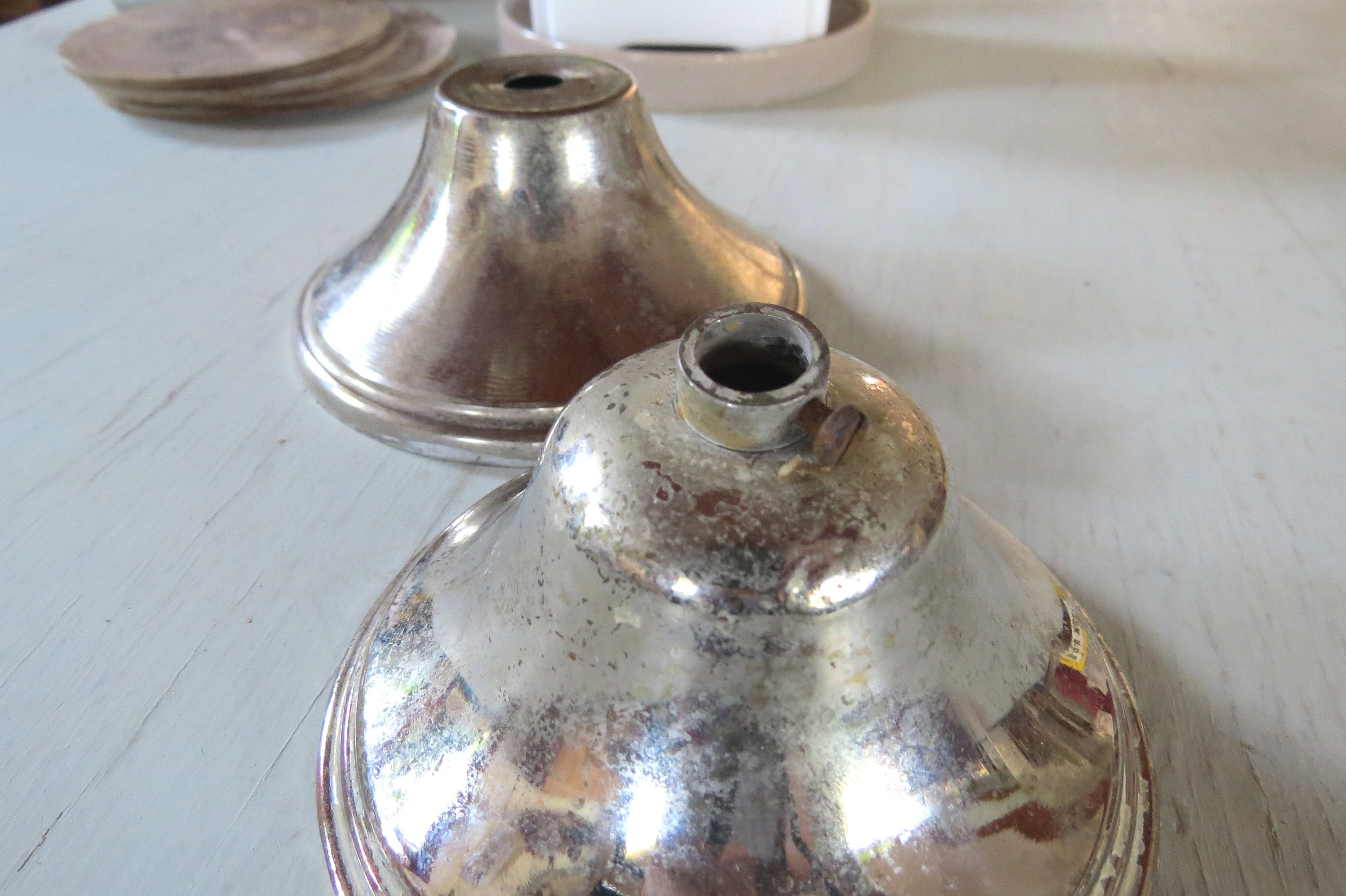 Vintage Large Gold Painted Brass Bell Shaped Canopies. Ceiling Canopies ...