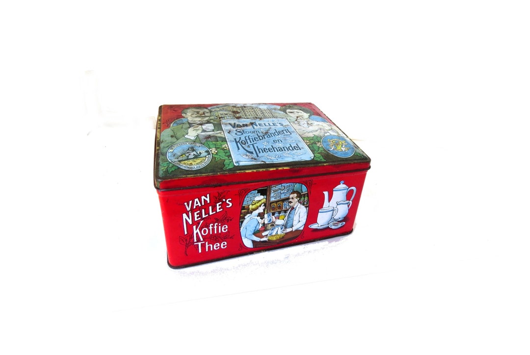 Coffee Tea Holland Van Nelle Vintage Red Hinged Advertisement Tin Box ...