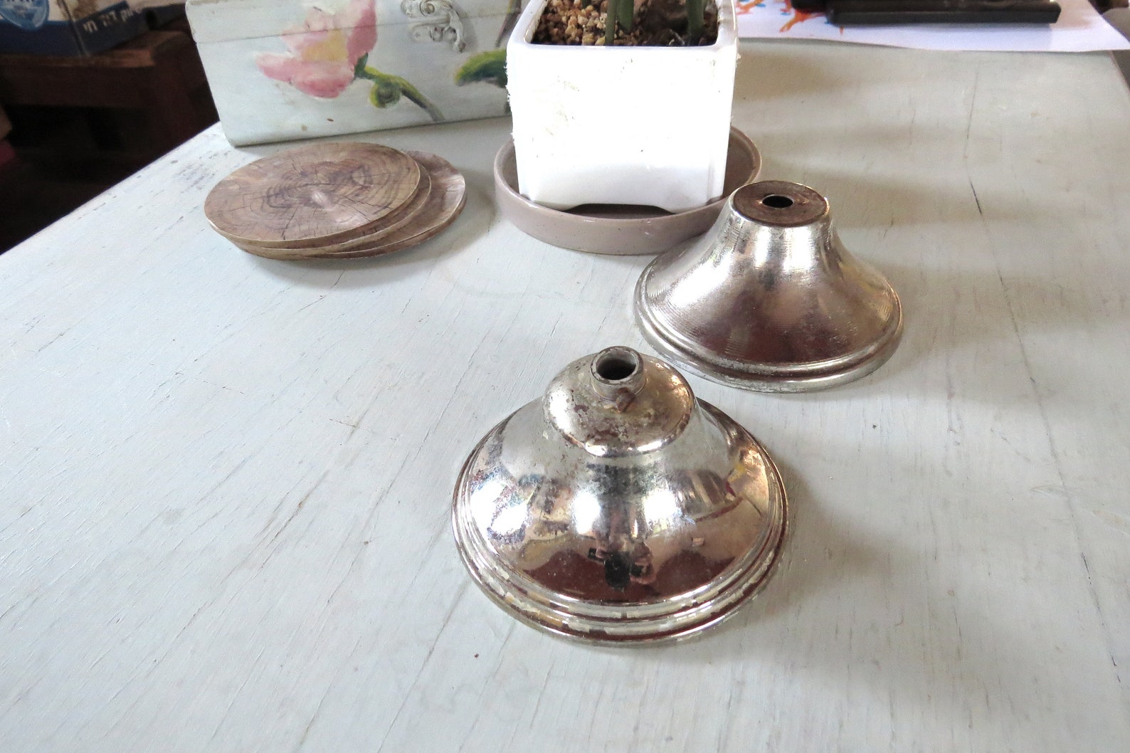 Vintage Large Gold Painted Brass Bell Shaped Canopies. Ceiling Canopies ...