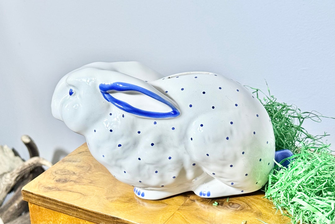TIFFANY PIGGY Savings BANK Rabbit, Austrian Gmundner Ceramic, White ...